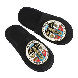 Generic Pantoufle Maison Drapeau Du Comt&eacute; De Los Angeles Hiver Chaussures Chaudes Unique Chaussons Maison Doux Hiver Pantoufles Pour Voyages Camping Maison M