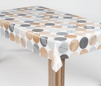 Laro Wachstuch-Tischdecke Wachstischdecke Gartentischdecke Blattkreismagie Beige, Muster:Blattkreismagie Beige, Größe:118x220