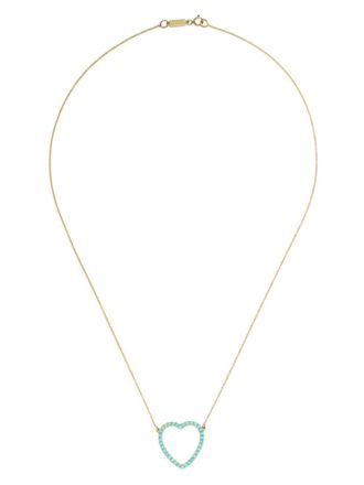 Jennifer Meyer collier en or 18ct à pendentif coeur orné de turquoise - Noir