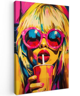 MuchoWow © Wandbilder Groß 80x120 cm XXL Wohnzimmer Wanddeko Schlafzimmer Zimmerdeko Wandgemälde Zimmer Deko auf Wand Dekoration Wall Art Sonnenbrille - Rosa -