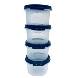 Tupperware SET (4) Circular 200 ml schwarz Eidgenosse rund Dose Box Trockenvorrat Vorrat Deko Back Zauber Dosen f&uuml;r Kaffee Pads