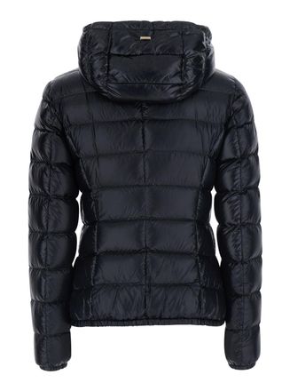 Herno Womens Hooded Short Puffer Jacket Black Polyamide