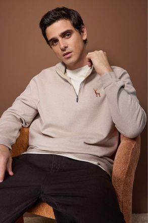 Trendyol MAN Herren Beige Einfarbig Lang Regular Fit Sweatshirts