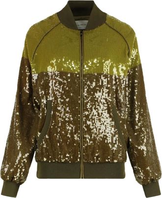 Alberta Ferretti colour block sequin embellished jacket - Vert