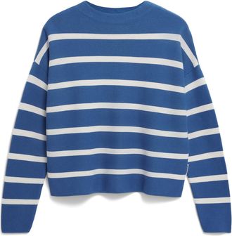 Armedangels Damen Pullover aus Bio-Baumwolle MERINAA Stripes Loose Fit Dark Morning-oatmilk