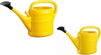 Kova&T Gießkannen Set 10L + 5L GELB + 1x BILDMAGNET! Blumenkanne Kunststoff, Gießkanne groß & klein für Garten & Zimmerpflanzen Gieskannen Giesskanne 10 & 5 