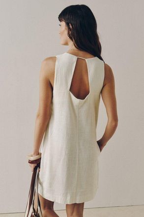 Next Minikleid Etui-Minikleid mit eckigem Ausschnitt und Leinen (1-tlg)