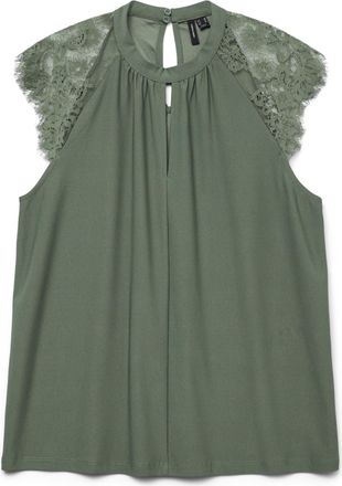 Vero Moda Damen VMMILLA SL LACE Tee GA NOOS T-Shirt, Laurel Wreath, XS