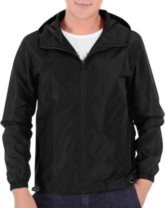 Generic Veste imperméable pour homme avec capuche : coupe-vent décontracté et confortable à capuche avec poches zippées, doublure en polaire softshell multi-p