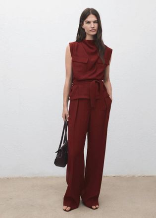 Mango Gerade Bundfaltenhose mittelrot - Damen - 36 - MANGO