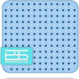 Brandsseller Tapis de Douche 53 cm x 53 cm Antidérapant Mat de Douche Anti-Glisse avec Ventouses - Bleu Transparent