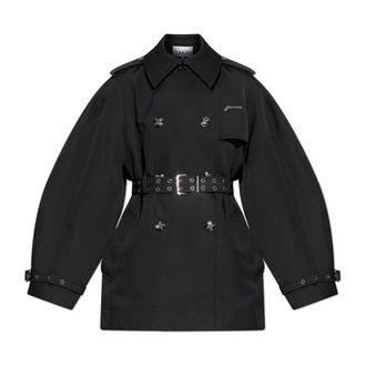 Ganni Kurzer zweireihiger Trenchcoat - - Coats - Damen - Schwarzk - M