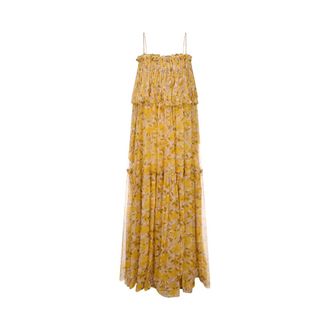 Chlo&eacute; Langes Seidenmousseline-Kleid - - Dresses - Damen - Gelb - S