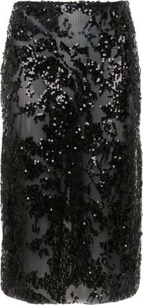Victoria Beckham jupe crayon à sequins brodés - Noir