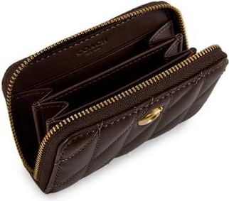 Coach Porte-monnaie zipp&eacute; matelass&eacute; en cuir