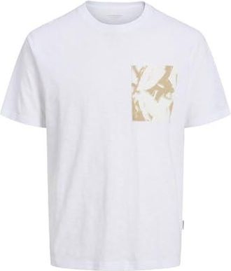 Jack & Jones Jorsplit AOP Pocket Tee SS Crew Neck, Blanc &eacute;clatant., M