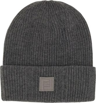 Fendi Caps & Mützen - Beanie Hat With Logo - Gr. S - in Grau - für Damen