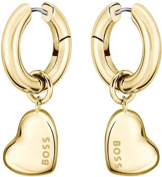 BOSS Jewelry Ohrringe für Damen Kollektion HONEY LOVE aus Gelbgold mit einem Herz-Anhänger - 1580641