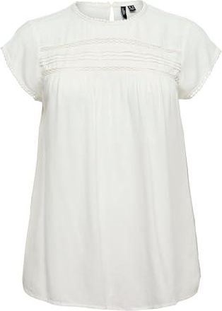 Vero Moda CURVE Vmdebbie Pleat S/L Top WVN GA Curve Noos Blouse pour Femme, Blanche-Neige, 48