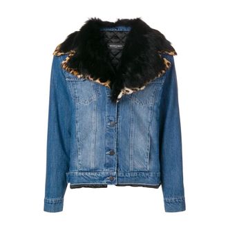 Simonetta Ravizza Femme, Vestes, Bleu, Taille: 34 FR Animalier Denim Jacket