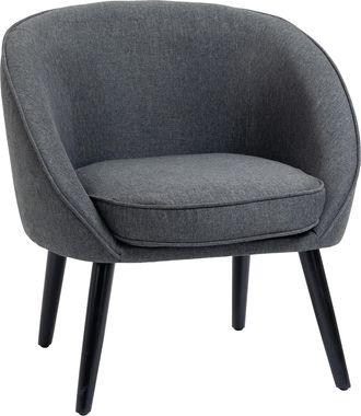 HOMCOM Loungesessel Cocktailsessel Wohnzimmerstuhl Bürostuhl Polsterstuhl für Wohnzimmer, Schlafzimmer, Kinderzimmer, Esszimmermodern mit Leinen-Optik Holz G