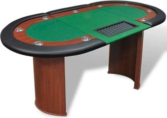 vidaXL Table de poker pour 10 joueurs avec espace de croupier Vert