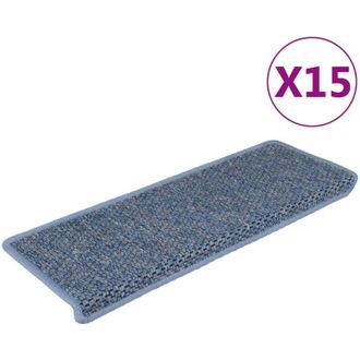 vidaXL Treppenmatten Selbstklebend Sisal-Optik 15 Stk. 65x21x4 cm Blau Vidaxl