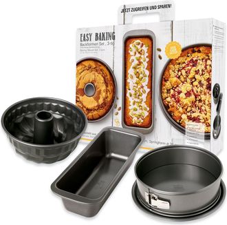 RBV BIRKMANN Birkmann, Backformen-Set, 3-tlg., bestehend aus Springform 26 cm, Kastenform 30 cm, Gugelhupfform 22 cm, mit hochwertiger Antihaftbeschichtung