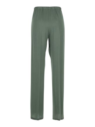 Semicouture Womens Pants, Green Silk-Blend Acetate Trousers