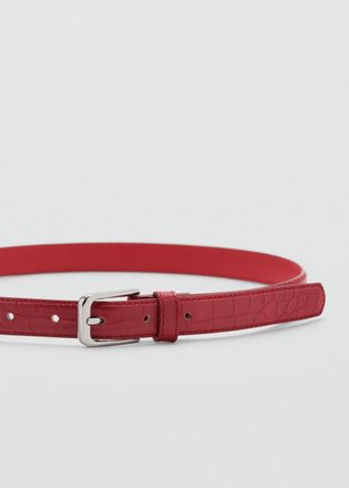 Mango Ceinture fine effet cuir croco rouge - Femme - XL - MANGO