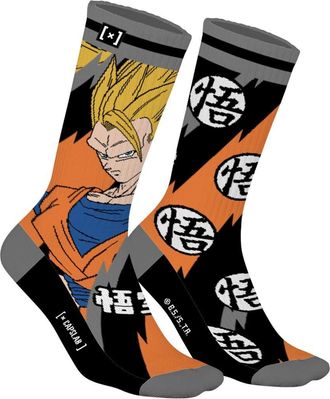 Capslab Dragon Ball Socken Super-Saiyajin Son-Goku & Go-Schriftzeichen - Offiziell lizenzierte Anime-Socken f&uuml;r Herren und Damen - Bequeme Baumwollsocken im k