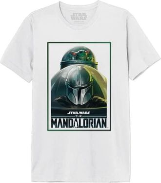 Star Wars &laquo; Mandalorian Comics Green Rectangle &raquo; MESWMANTS194 T-Shirt Homme, Blanc, Taille S