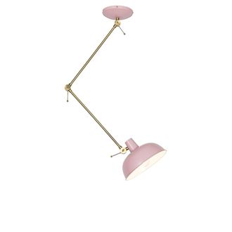 QAZQA Retro Retro Deckenleuchte I Deckenlampe I Lampe I Leuchte rosa mit Bronze - Milou I Wohnzimmer I Schlafzimmer - Stahl Länglich - LED geeignet E27