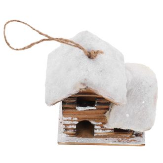 BESPORTBLE LED Holz Weihnachtshaus Miniaturhaus mit Warmem LED Licht Robustes Winterdorf Baumschmuck Platzsparende Weihnachtsdeko für Fenster Tisch und Baum