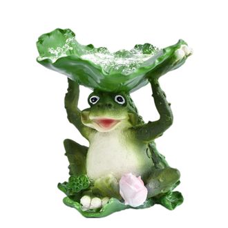 Generic Froschstatue, Froschfigur - Harzfigur mit Vogelhäuschen | Frosch-Vogelfutterstation, Kunstskulptur für draußen, Balkon, Hofdekoration