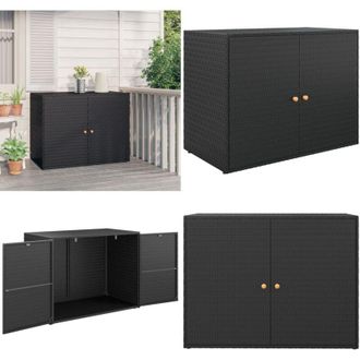 vidaXL Gartenschrank Schwarz 100x55,5x80 cm Poly Rattan - Gartenschrank - Outdoor M&ouml;bel - Stauraum - Wetterfest - Poly Rattan - Home & Living