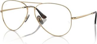 Ray-Ban Aviator Titanium Optics Hellbraun Fassung Klar Glas Polarisiert 58-14