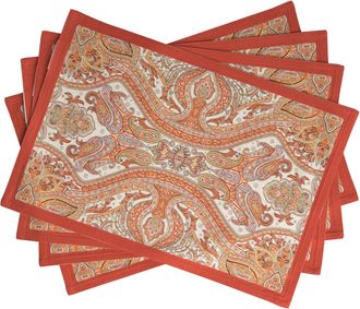 Maison d'Hermine Tischsets, 100% Baumwolle Set mit 4, 33cm x 48cm Tischset für Abendessen, dekoratives, waschbares Ostertuch für Essen und Camping, Kashmir Paisley - E