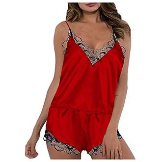 Generic Noeuds Lingerie Femmes Camisole Sous-v&ecirc;tements Ensemble Charmant Chemise de Nuit Yoga Ensemble Femmes, rouge, XXL