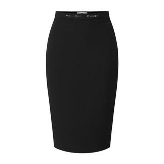Elisabetta Franchi Bleistift-Midi-Rock mit Logo-Plakette - - Skirts - Damen - Schwarzk - S