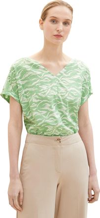 Tom Tailor Damen 1035256 Bluse mit Muster, 31574 - Green Small Wavy Design, 40