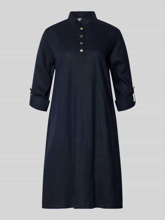 Christian Berg Leinenkleid mit Stehkragen und kurzer Knopfleiste