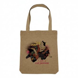 Fabulous Sac Shopping Tote Bag Aspect Lin - I Am A Cat Person Collage Vintage Illustration Art Humour Parodie Japanese Meme Blague Chat - Sac de Courses Toile 