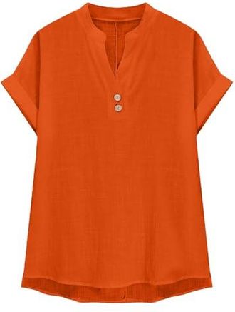 Generic Femme Tee Shirt Coton Loisirs Confortable T-Shirt Tops Manche Courtes Ete Amples Basic T-Shirts Sport Respirant Col V Top Blouse Manches Courtes D&eacute;con