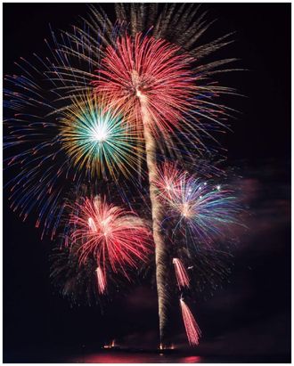 Wallario Poster - Feuerwerk bei Nacht in Premiumqualität, Größe: 40 x 50 cm