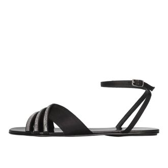 Pedro Garcia Satin- und Strass-Flachsandale - - Shoes - Damen - Schwarzk - 38 EU