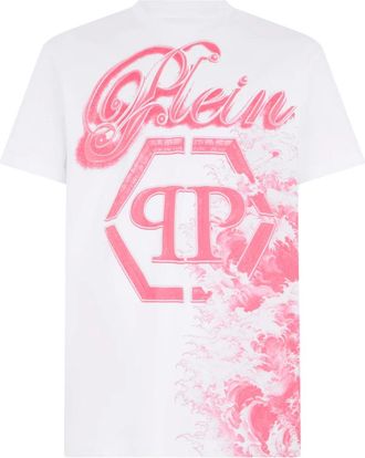 Philipp Plein Homme, Tops, Blanc, Taille: L T-Shirt Col Rond Signature C&eacute;ramique