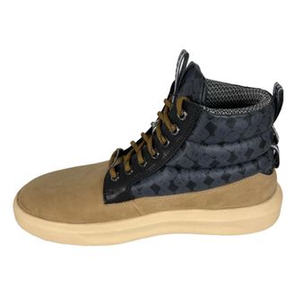 Baldessarini Herren High Top Sneaker mit Nubuck/Nylon und Steppn&auml;hten - Beige - - Shoes - Herren - Beige - 44 EU