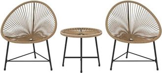 OUTSUNNY Salon de Jardin ext&eacute;rieur en r&eacute;sine tress&eacute;e 2 Personnes, Table de Jardin ext&eacute;rieure avec 2 chaises, Plateau en Verre tremp&eacute;, mobilier de Jardin pour B