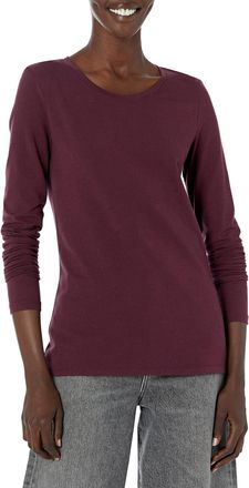 Amazon Essentials Damen Regular-Fit Langarm-T-Shirt Rundhalsausschnitt (In Übergröße Erhältlich), Burgunderrot, XXL